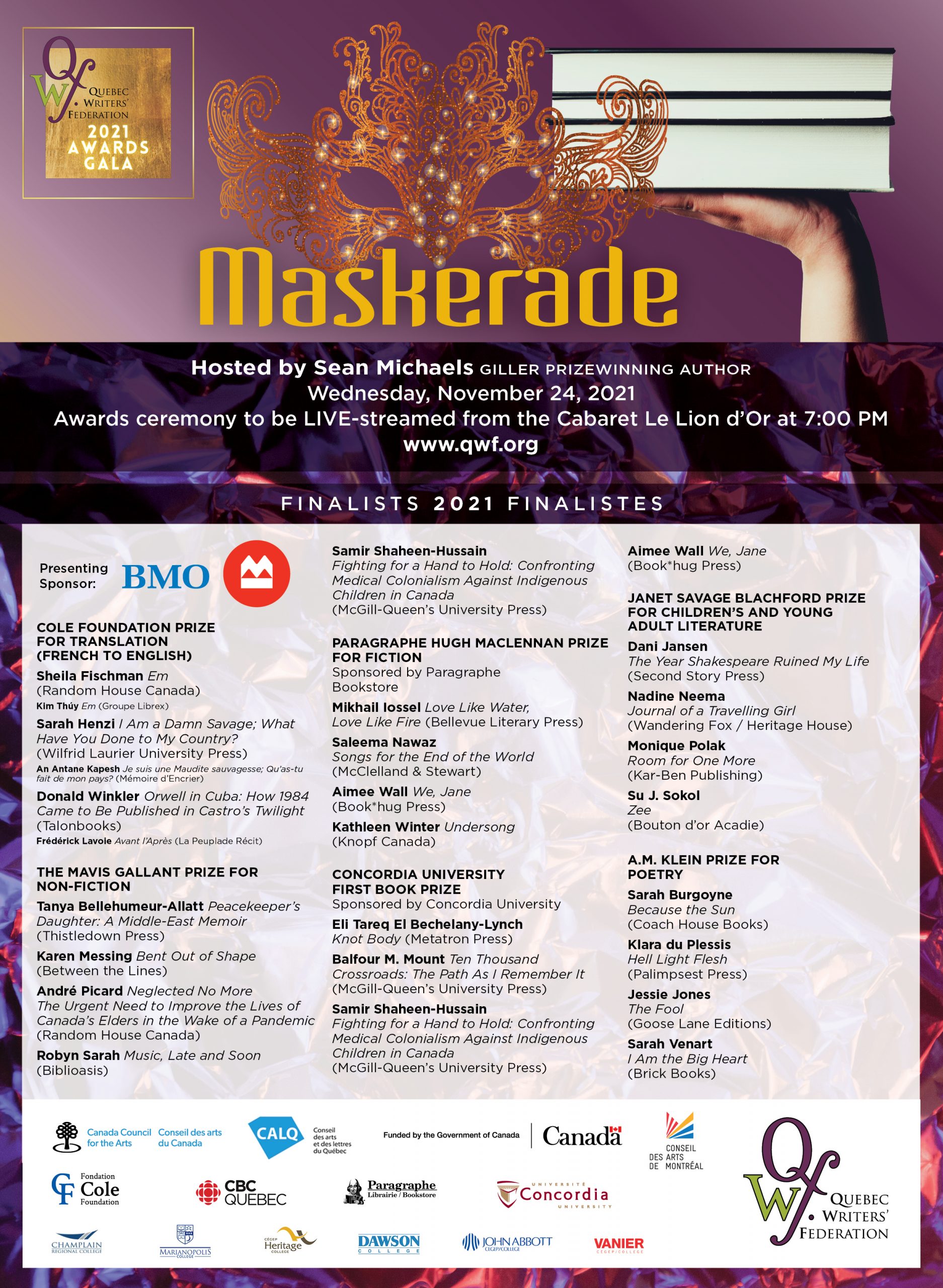 How to watch the 2021 QWF Literary Awards Gala - Quebec Writers' Federation